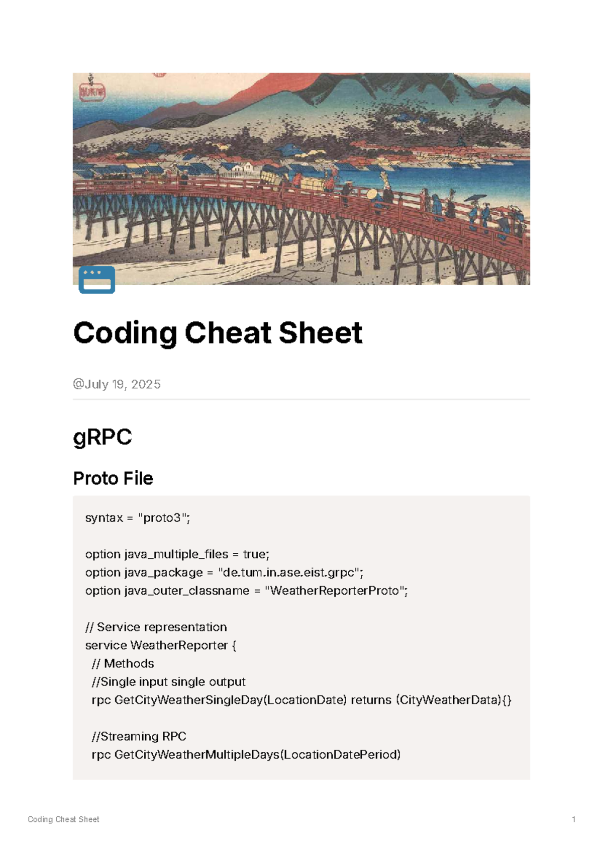 EIST Coding Cheat Sheet: gRPC Proto File Syntax & Methods - Studocu