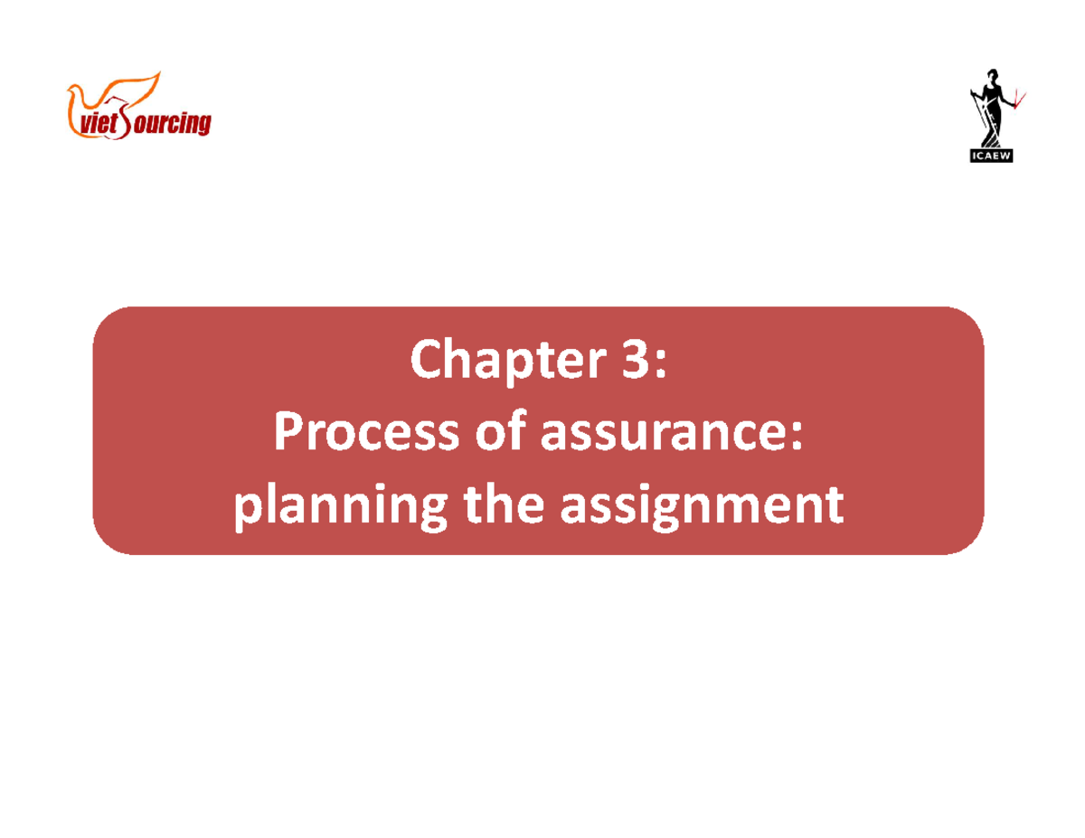 Chapter 3 - Planning the Audit Assignment and Assurance Procedures ...