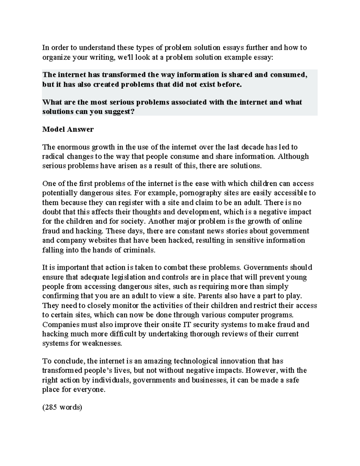 0000 Problem solution essay - In order to understand these types of ...