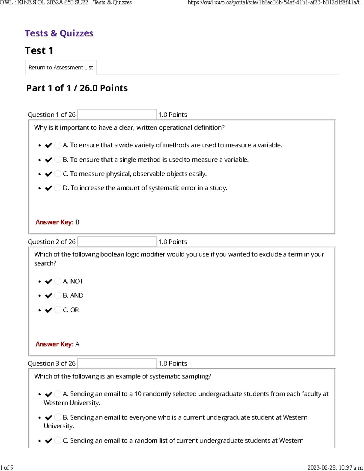 Test 1 - Practice Test Questions and Answers - Tests & Quizzes Test 1 ...