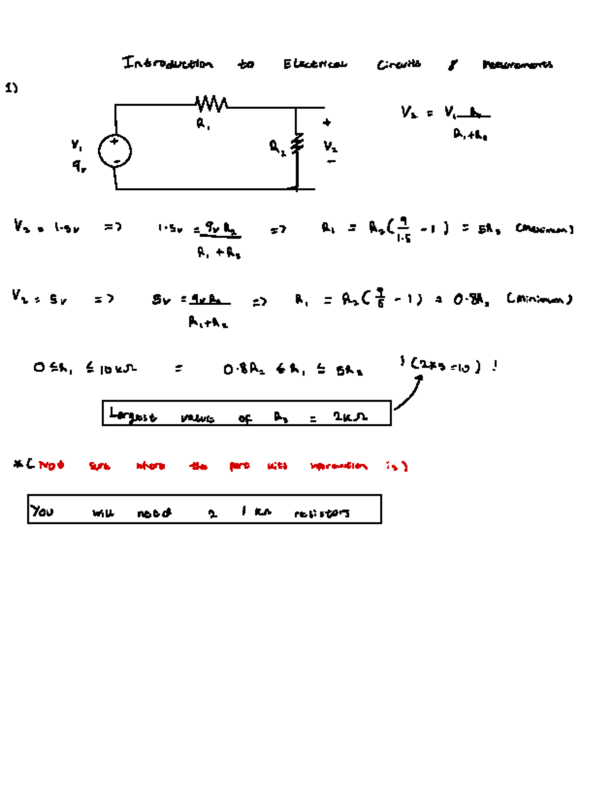Pre Lab 1 - Pre Lab - Introduction to Electrical Circuits 8 ...