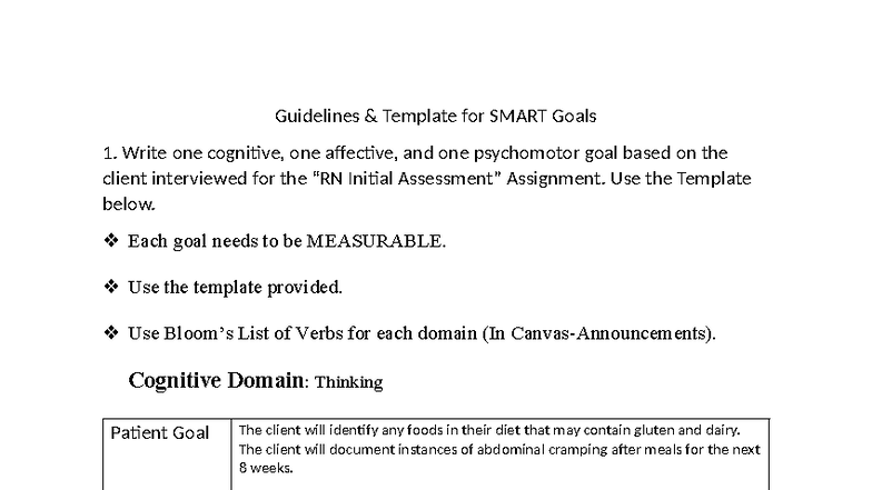 SMART Goals Guidelines & Utilization Form (Initial Assignment) - Studocu