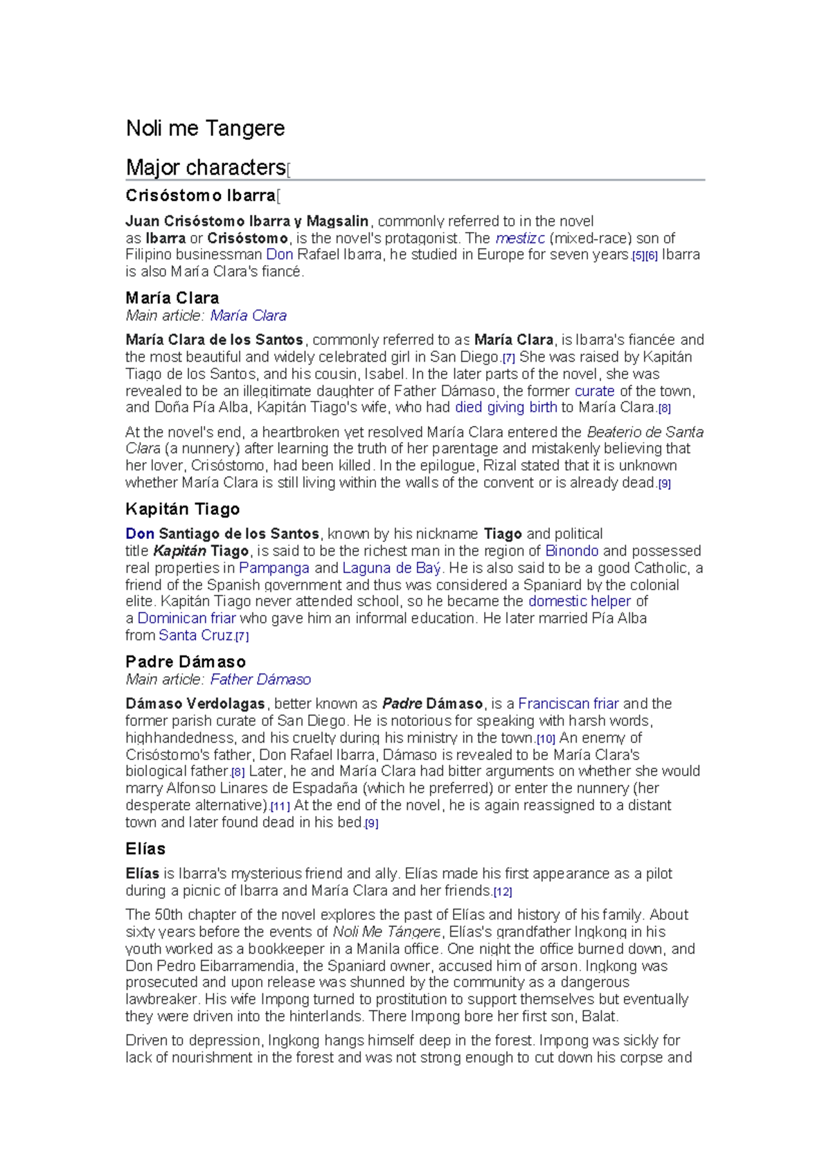 Major Characters in Noli Me Tangere & El Filibusterismo Analysis - Studocu