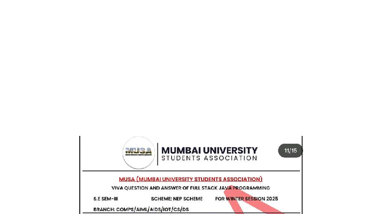MUSA Full Stack Java Programming Viva Q&A for Winter 2025 - Studocu