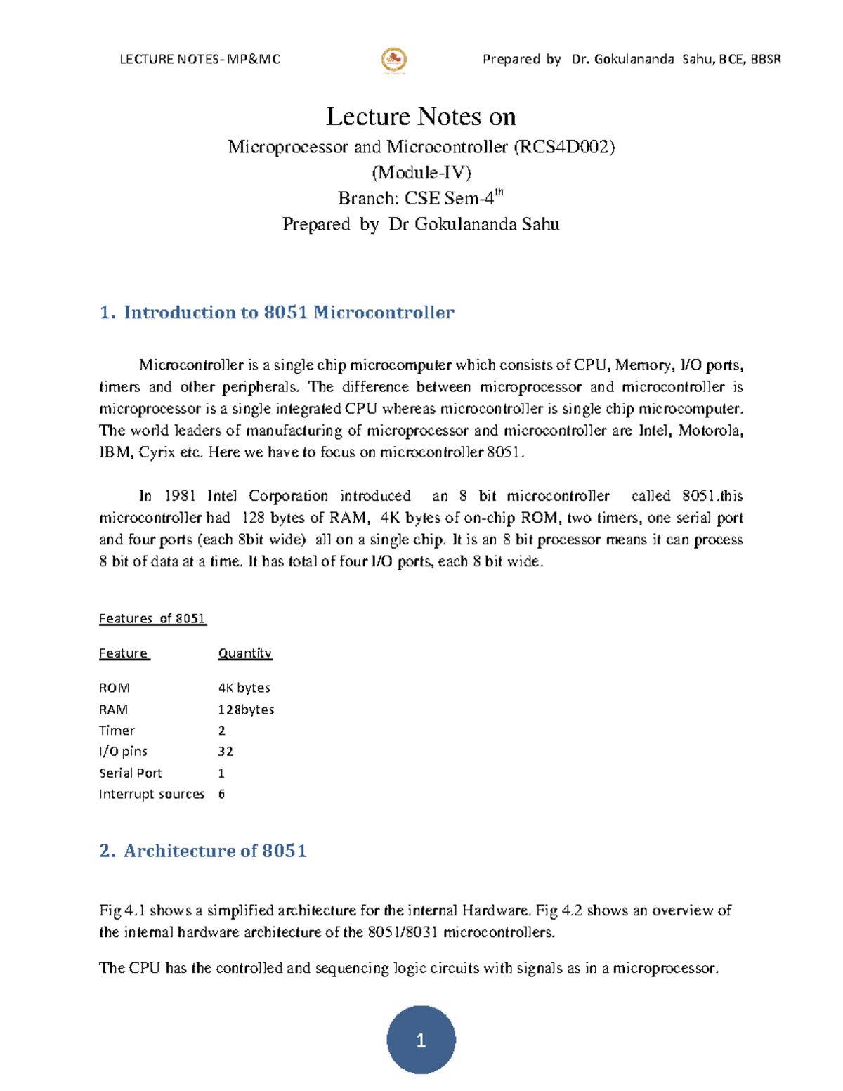 Lecture Note Mmpmc m4 - Microcontroller - Lecture Notes on ...