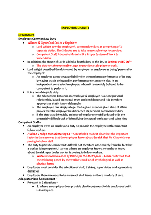 Case Summary - Case summaries for unit 6 of the tort module University ...