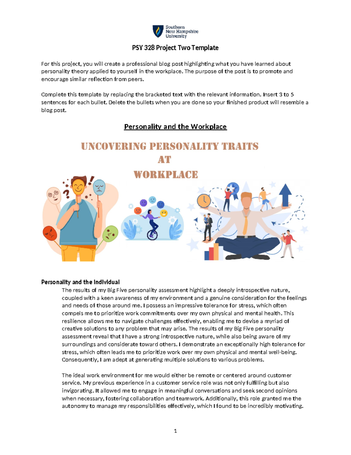 PSY 328 Personality Theory Application: Blog Post Template - Studocu