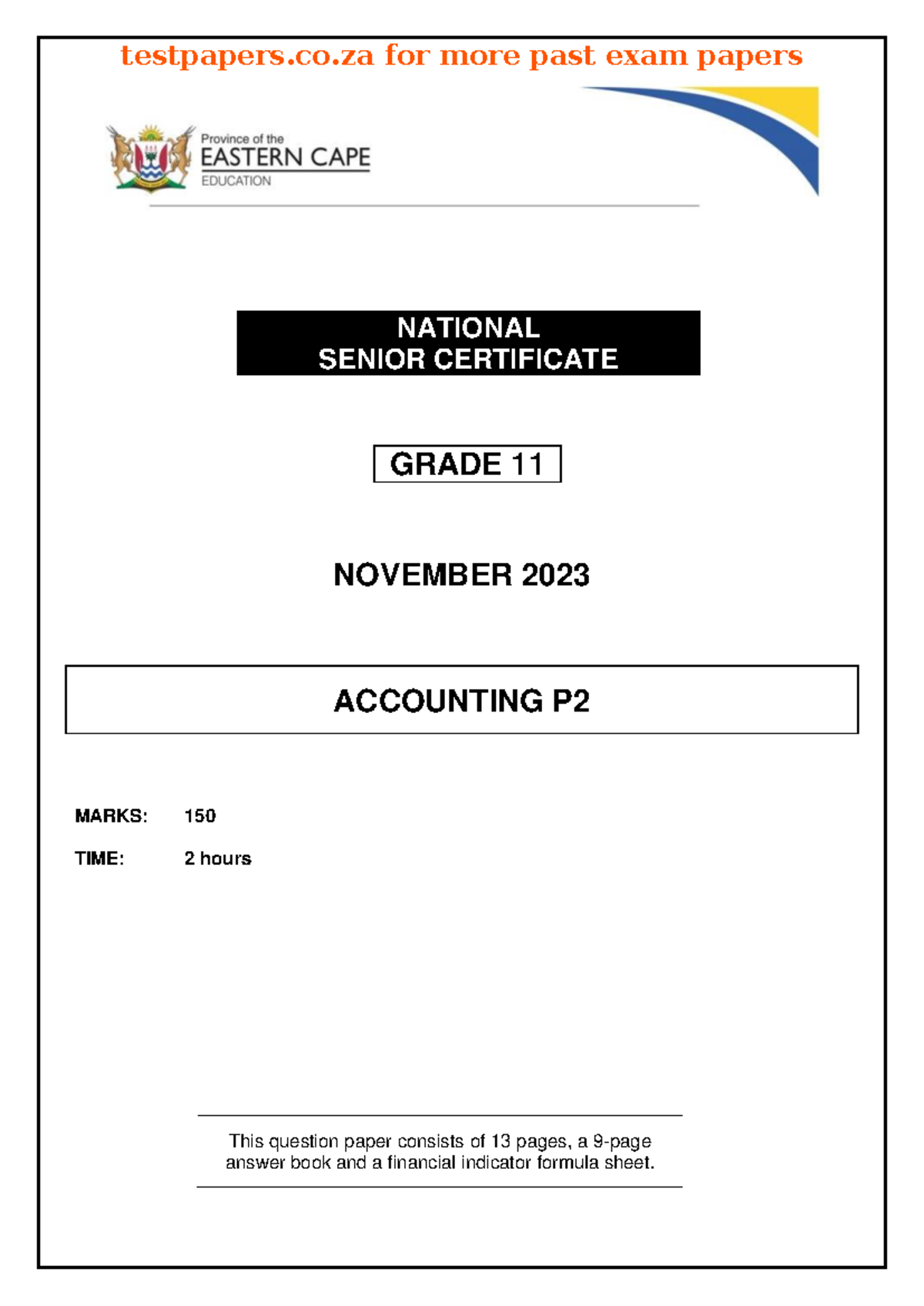 Accounting Grade 11 P2 November Exam Paper 2023 - Detailed Analysis ...