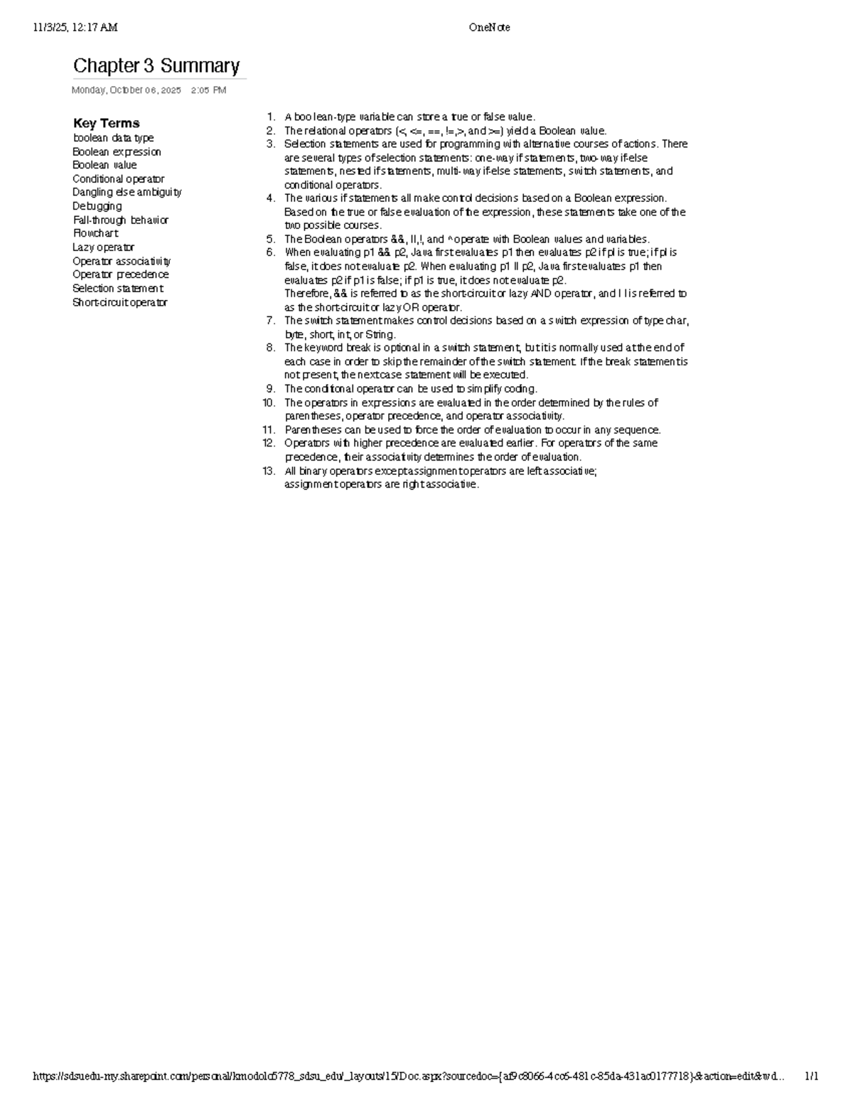 Chapter 3 Summary: Boolean Data Types & Control Flow - CS101 - Studocu