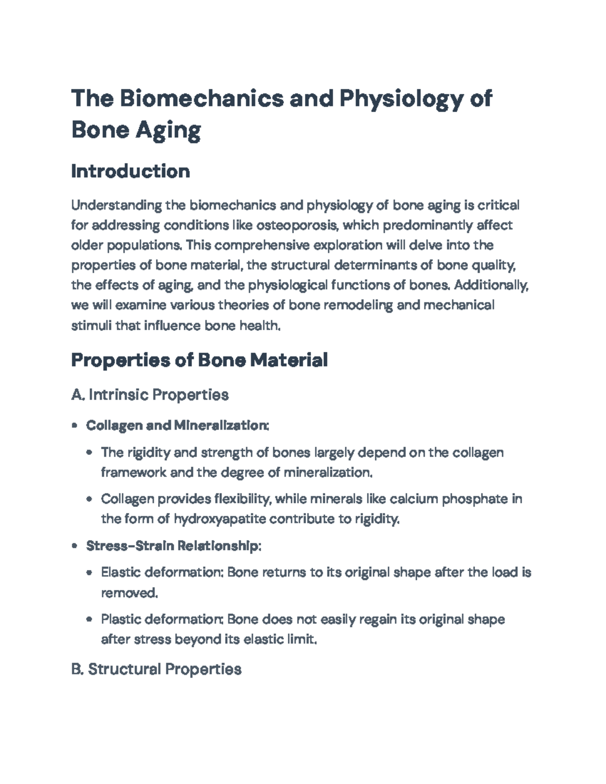 Understanding Bone Aging: Biomechanics & Physiology Insights - Studocu