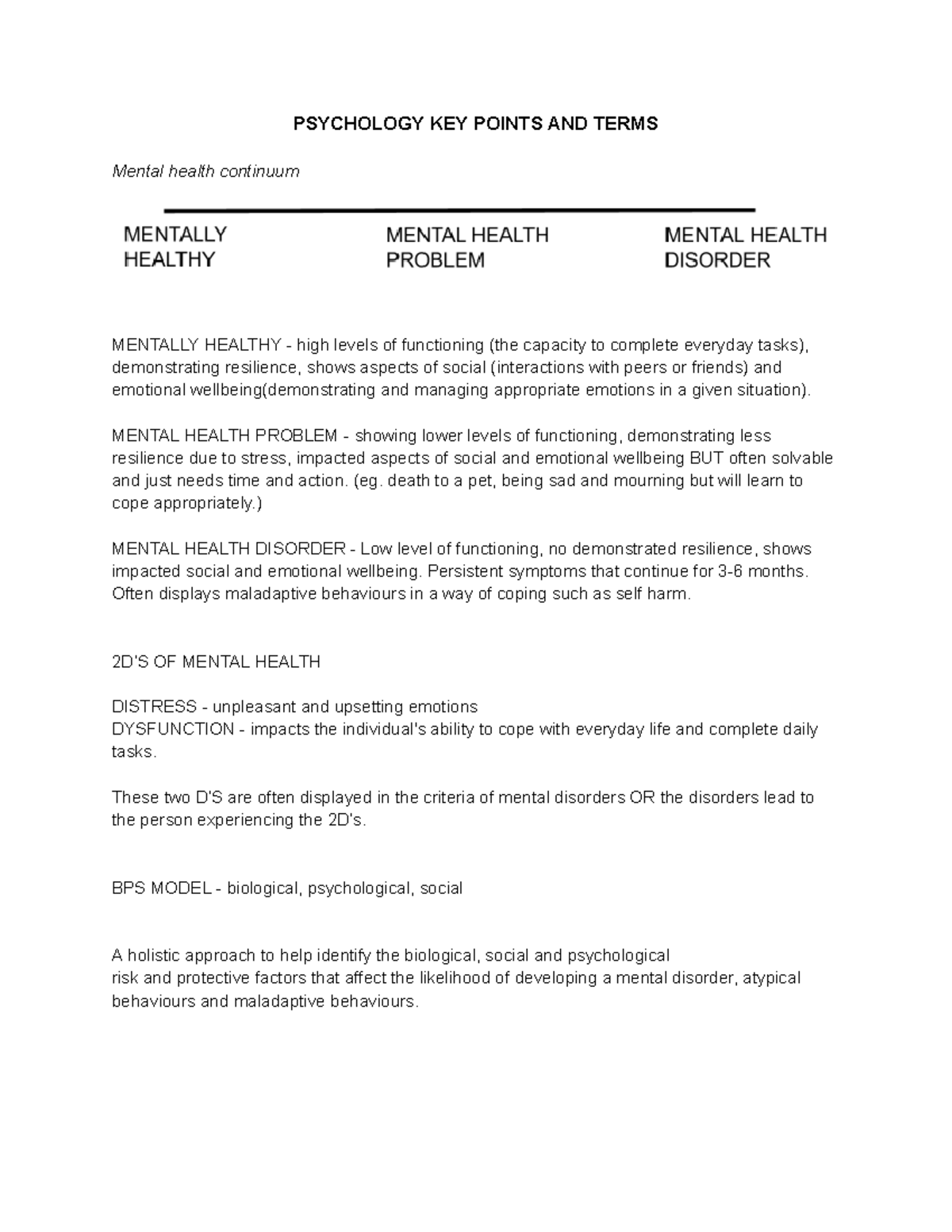 PSY101 Psychology Key Points and Terms Overview - Studocu