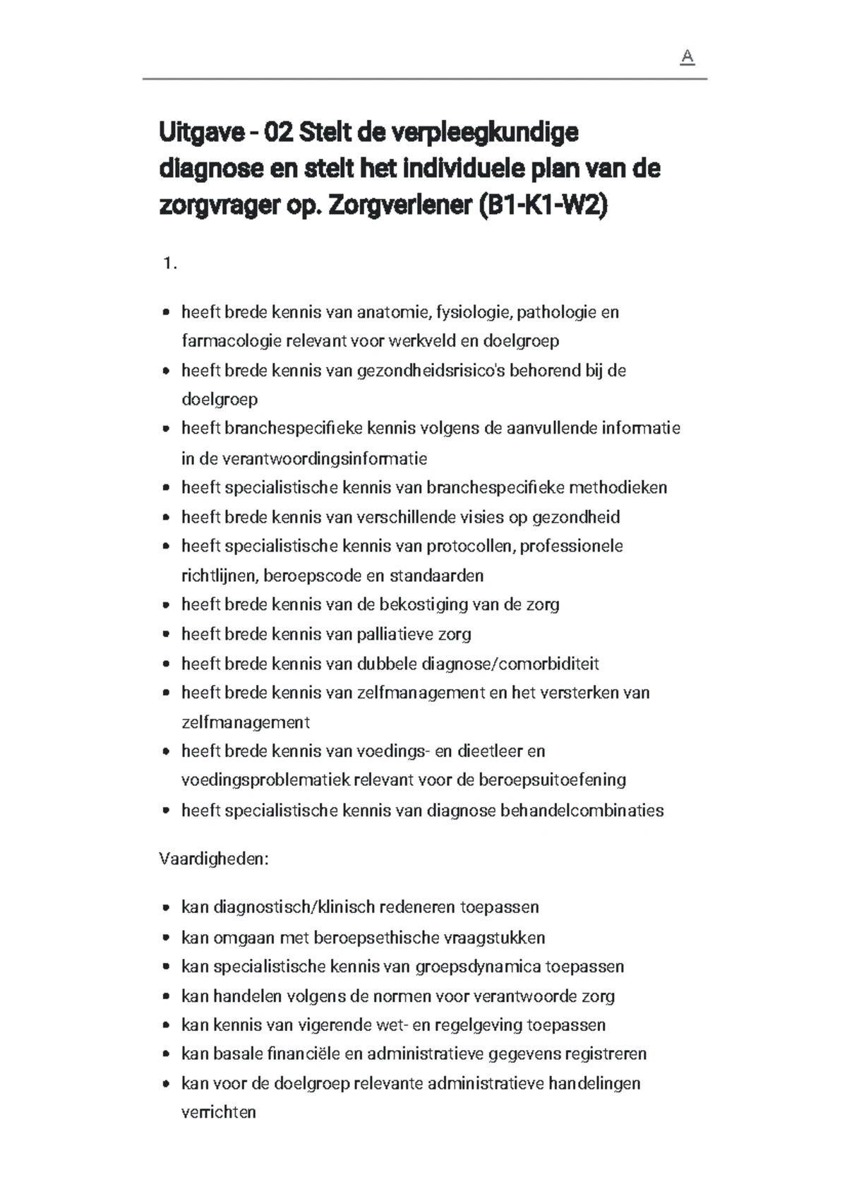 Verpleegtechnische Handelingen Uitvoeren: B1-K1-W4 Zorgverlener Tips & Vaardigheden - Studeersnel