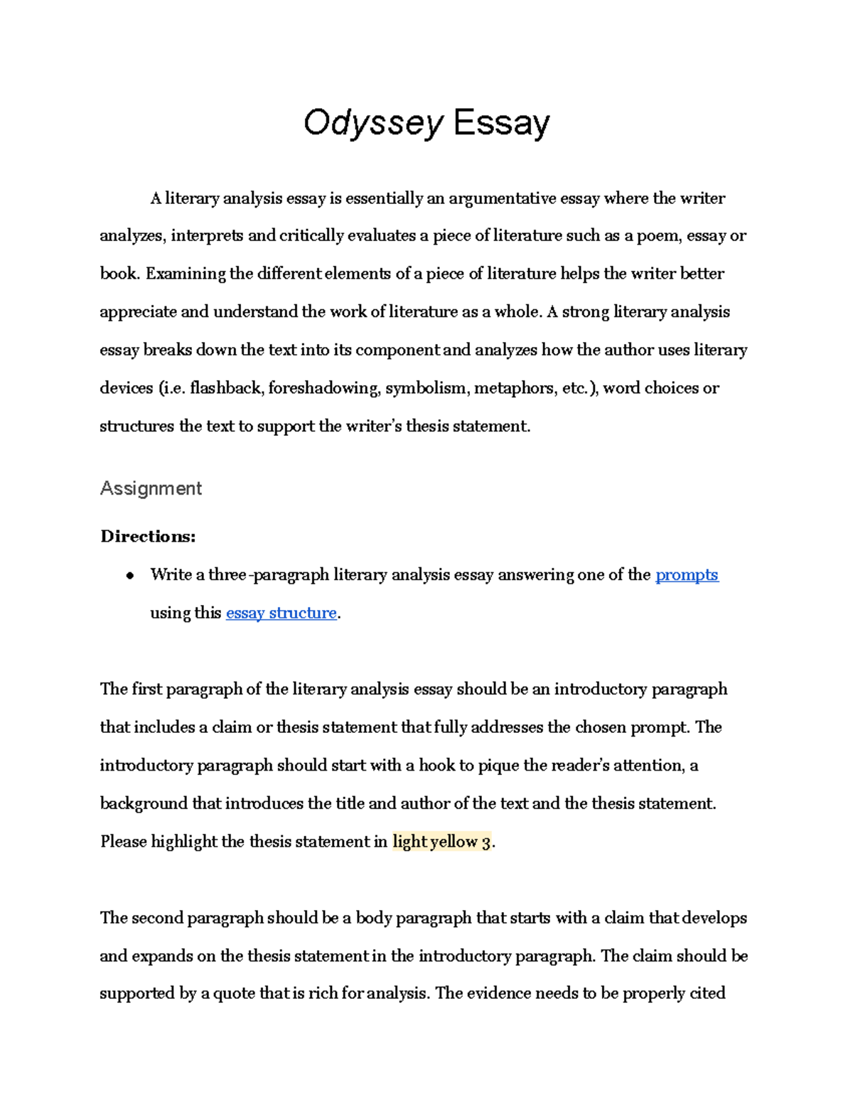 Odyssey Essay Analysis - Eng 101 at Mission College - Studocu