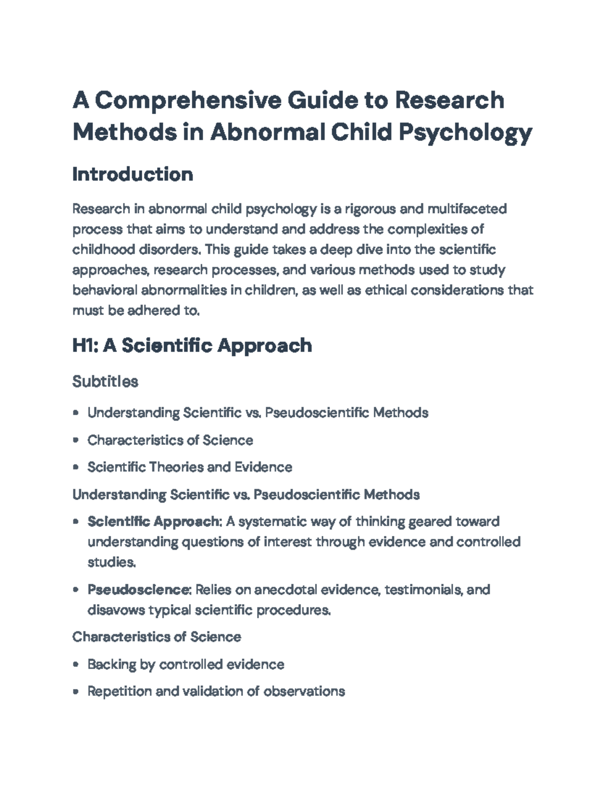 Methods and Approaches in Abnormal Child Psychology Research - A ...