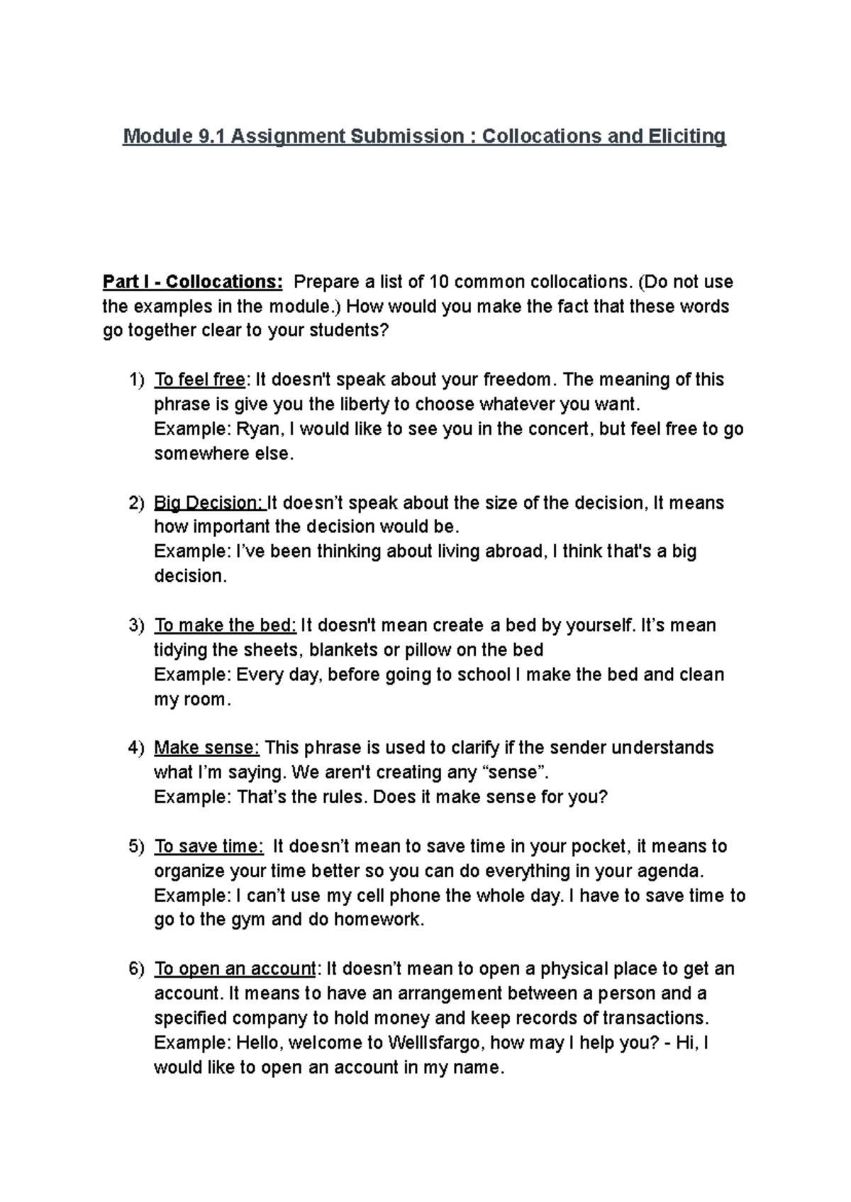 Assignment Module 9.1 - Module 9 Assignment | Collocations and ...