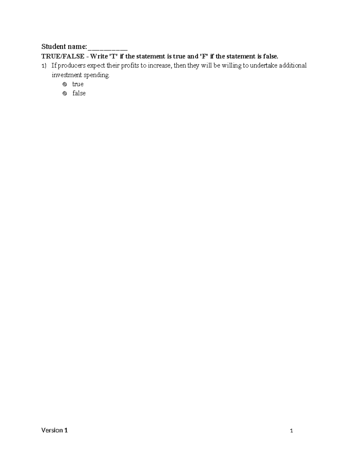 Quiz for Topic 2: Monetary Policy and Investment Decisions - Studocu