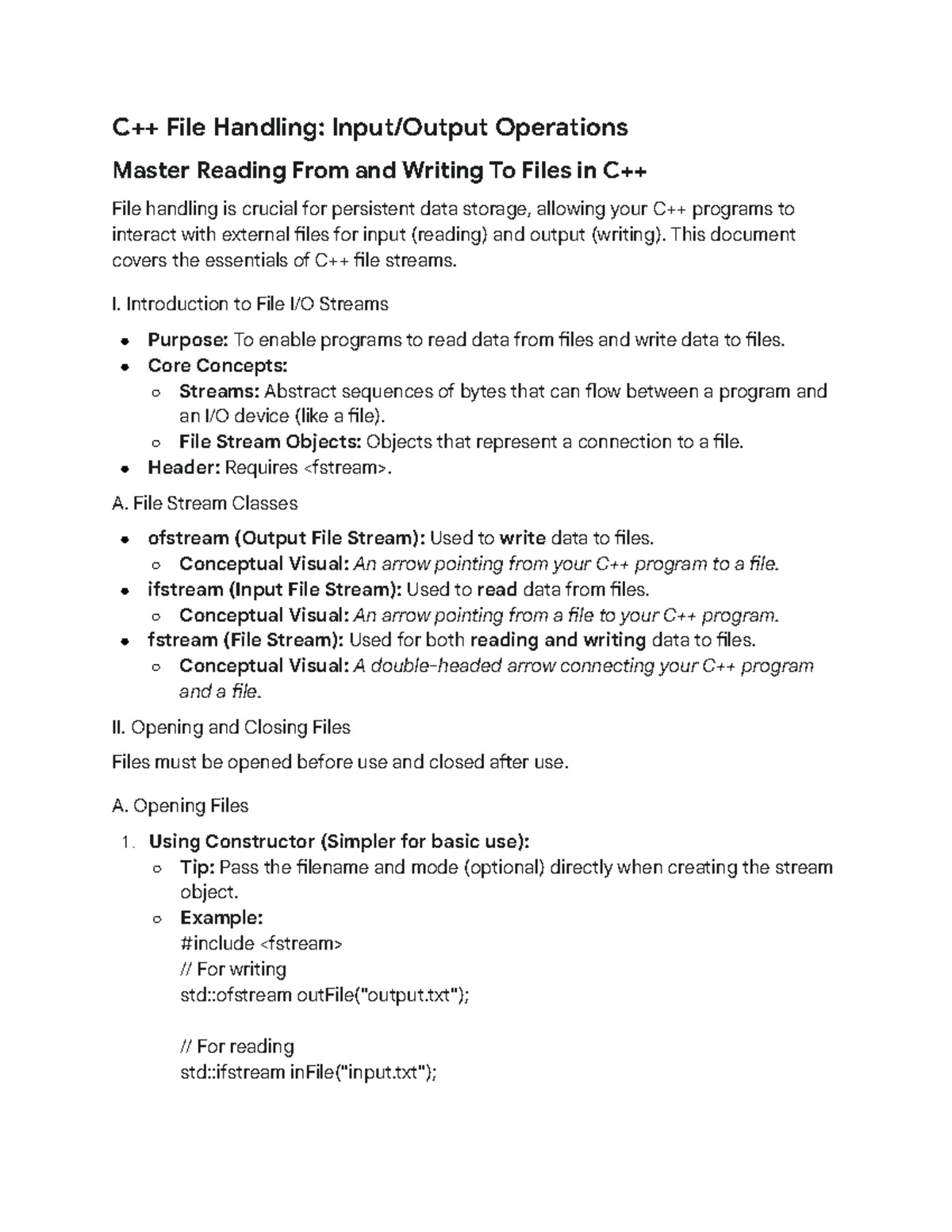 C++ File Handling Mastery: Essential Read/Write Techniques for Files - Studocu