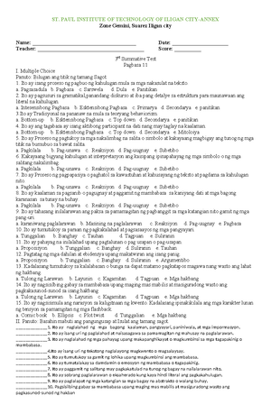 HELE lesson plan 1 - lecture - ST. PAUL’S INSTITUTE OF TECHNOLOGY OF ...