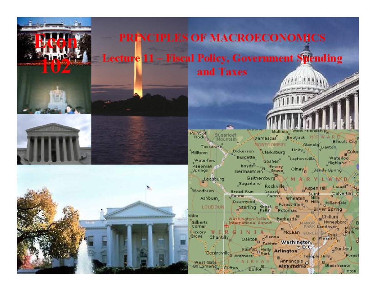 Econ 102 - Fiscal Policy Lecture Notes for Principles of Macroeconomics ...