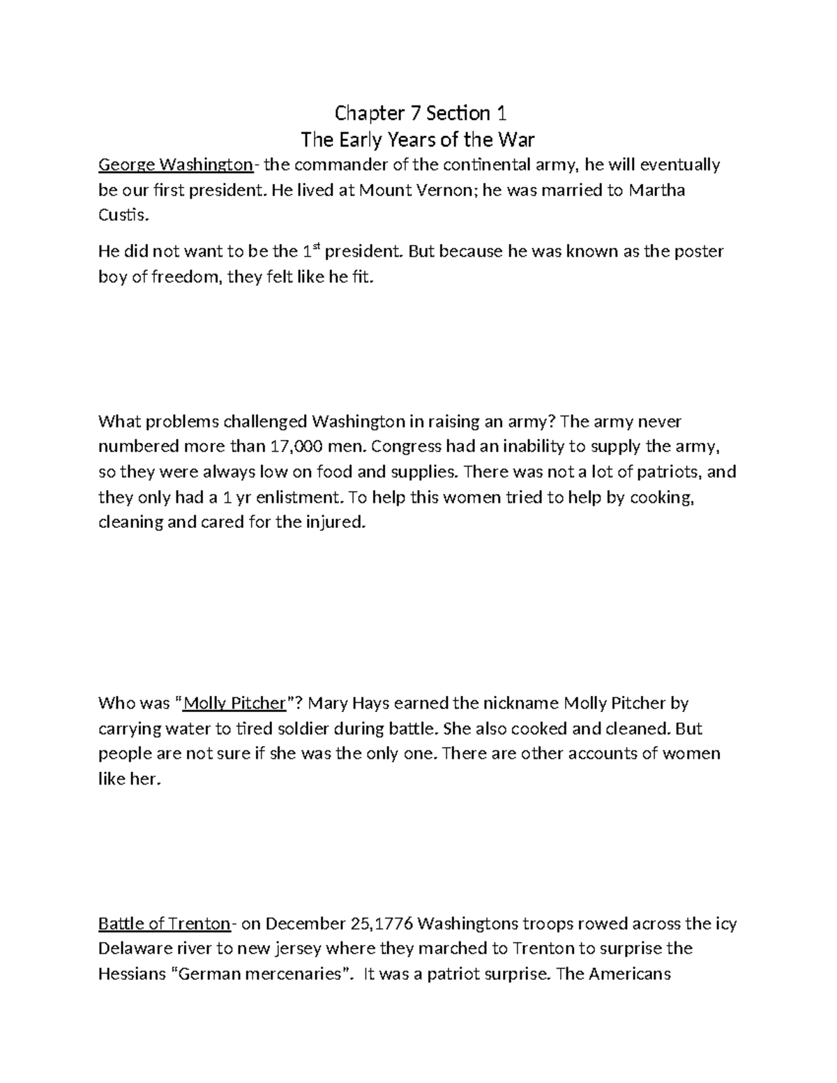 The American Revolutionary War: Key Battles and Leaders - CH7 Notes ...