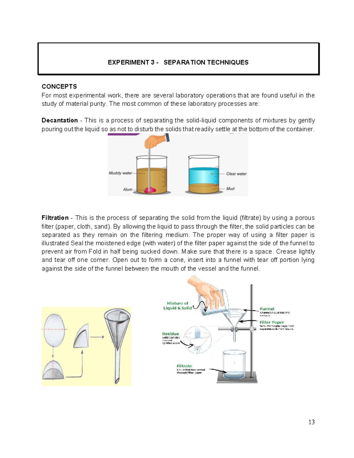 IC LAB Expt 3 - Separation Techniques: Concepts & Procedures - Studocu