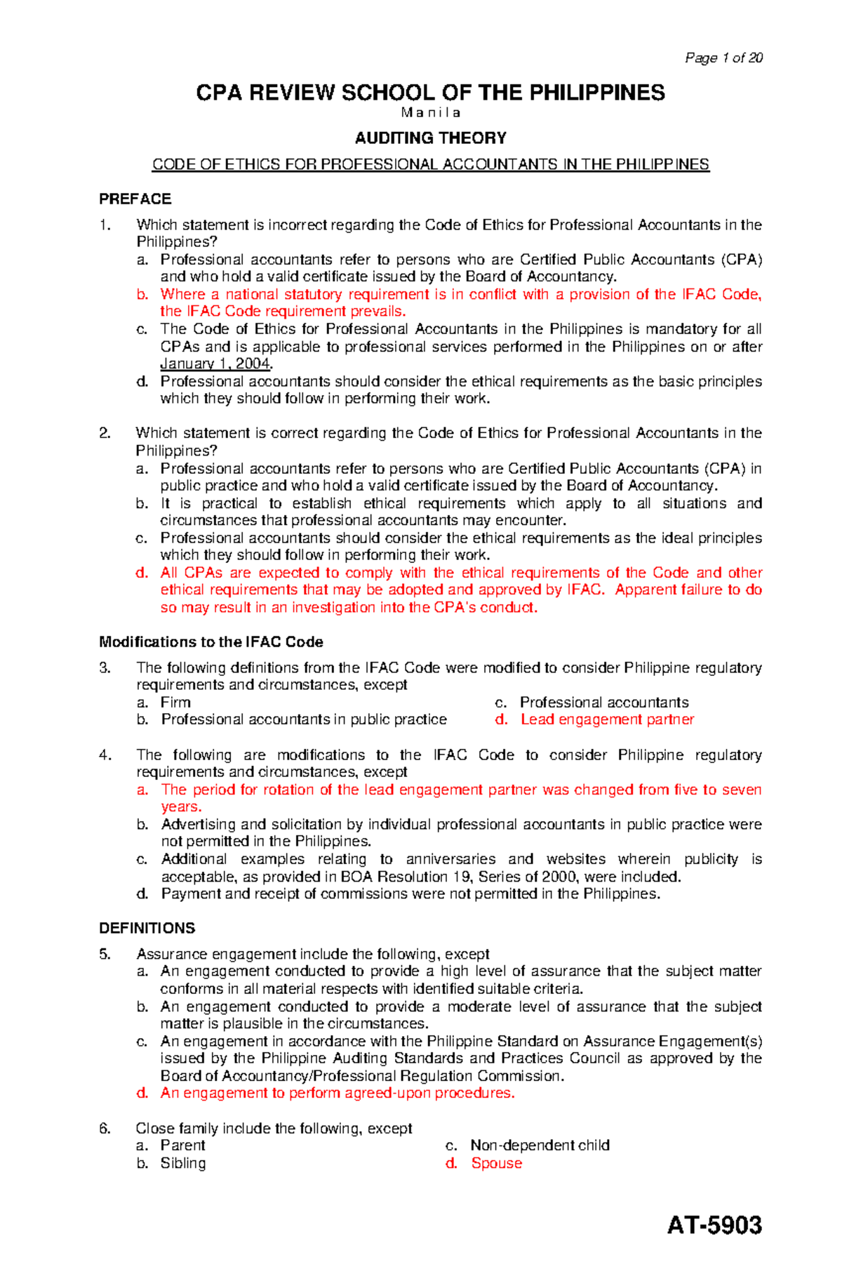 CPA Auditing Theory: Code of Ethics for Professional Accountants in PH ...