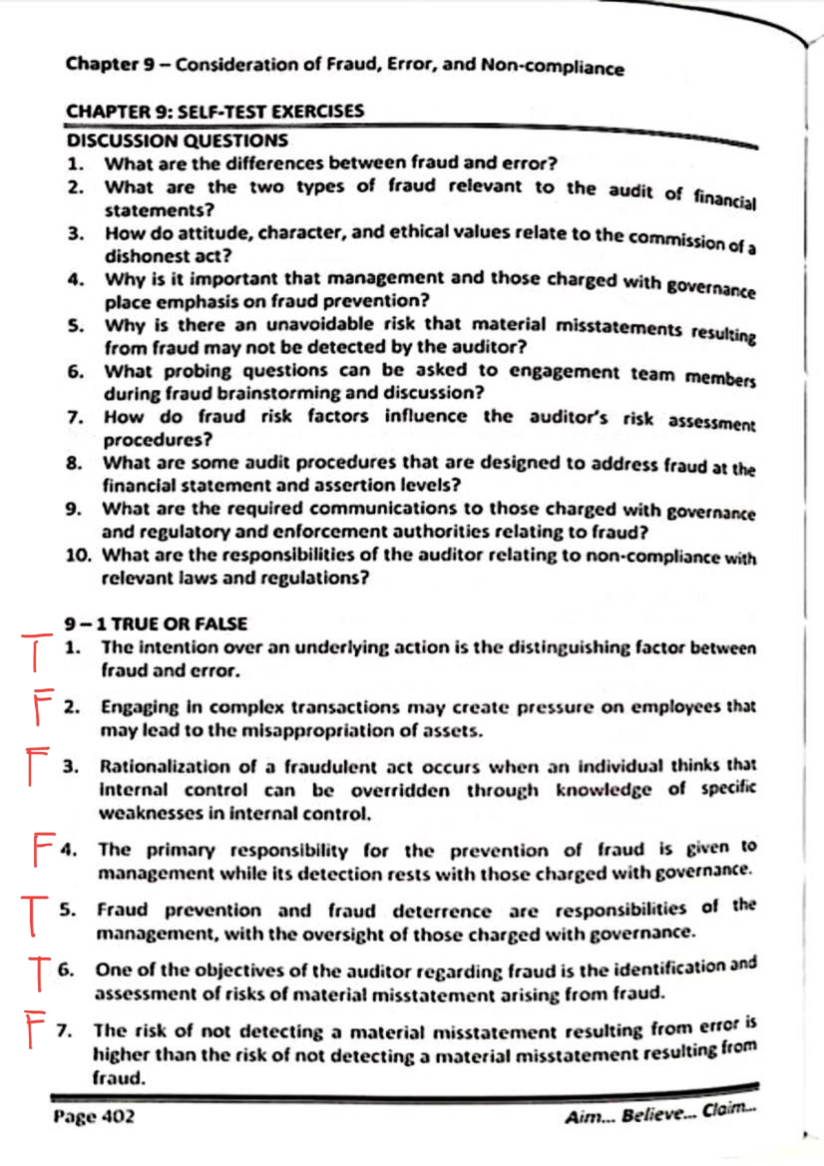 Chapter 9 - Consideration of Fraud and Error in Auditing - Studocu