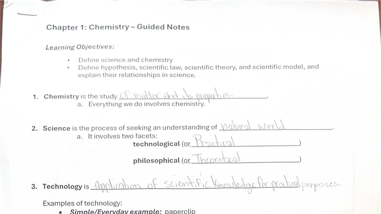 Chapter 1: Chemistry Guided Notes - Key Concepts and Learning ...