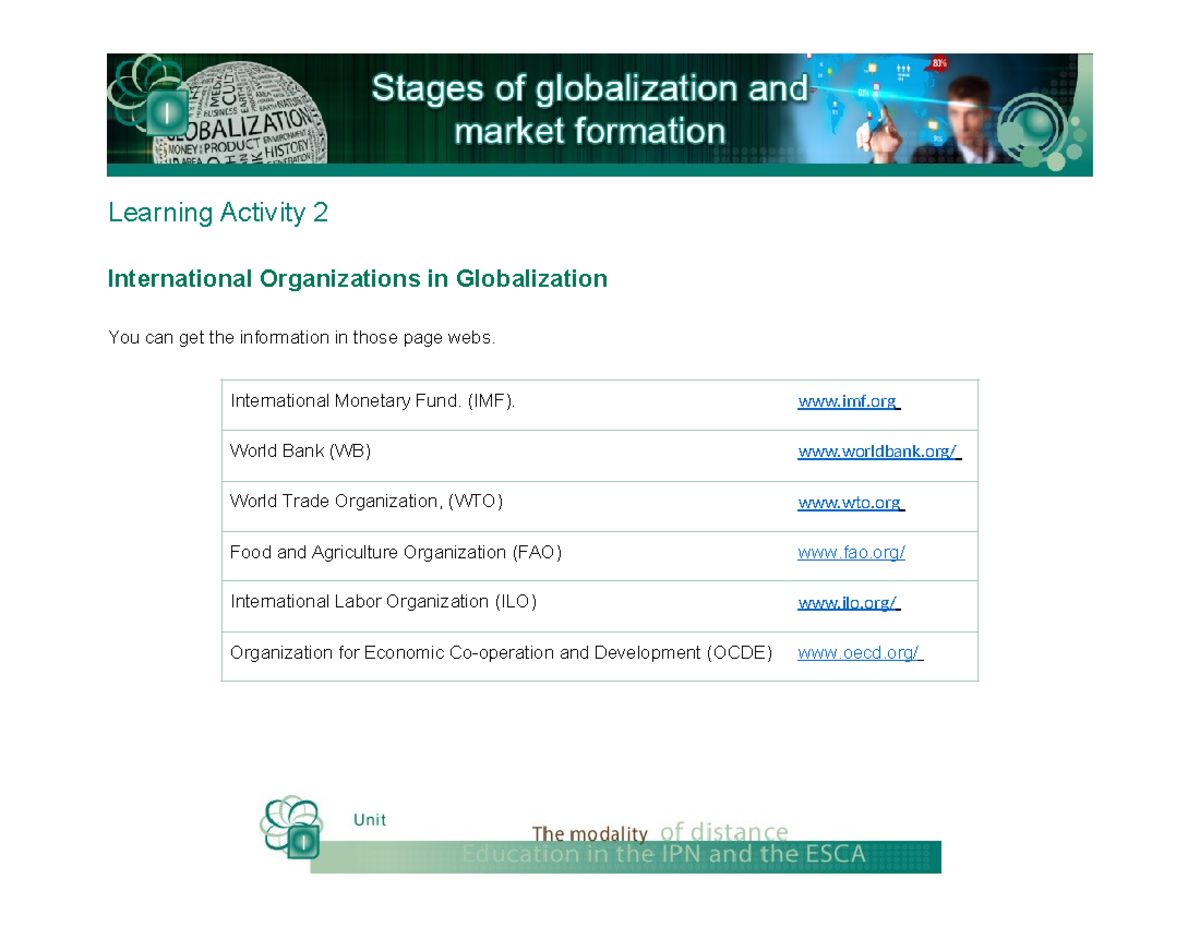 International Organizations and Their Roles in Globalization Study ...