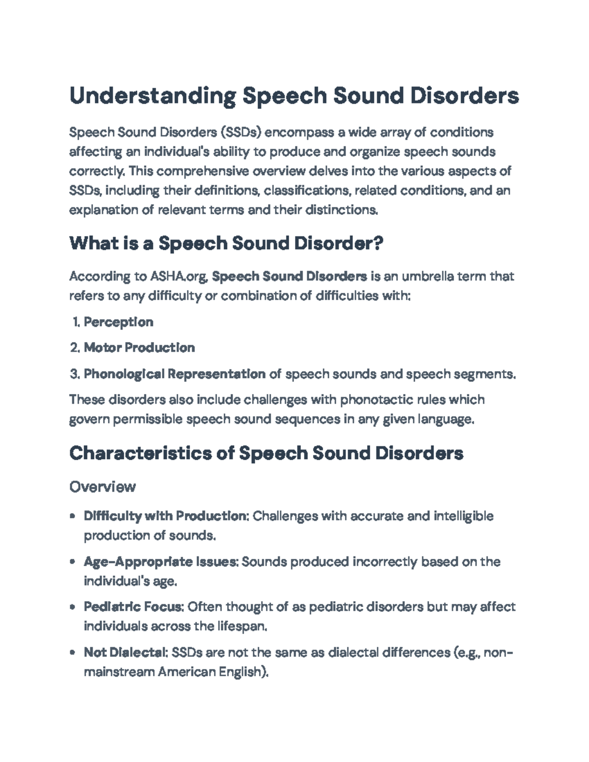 Understanding Speech Sound Disorders: Definitions & Classifications ...
