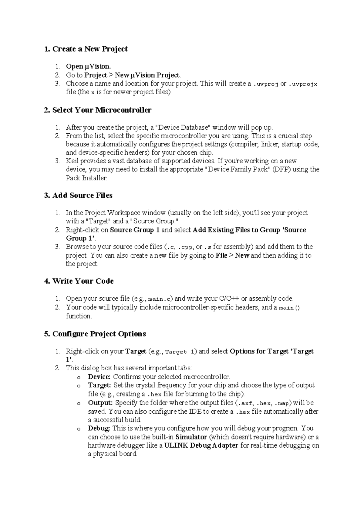 Keil µVision Project Setup Guide - Studocu