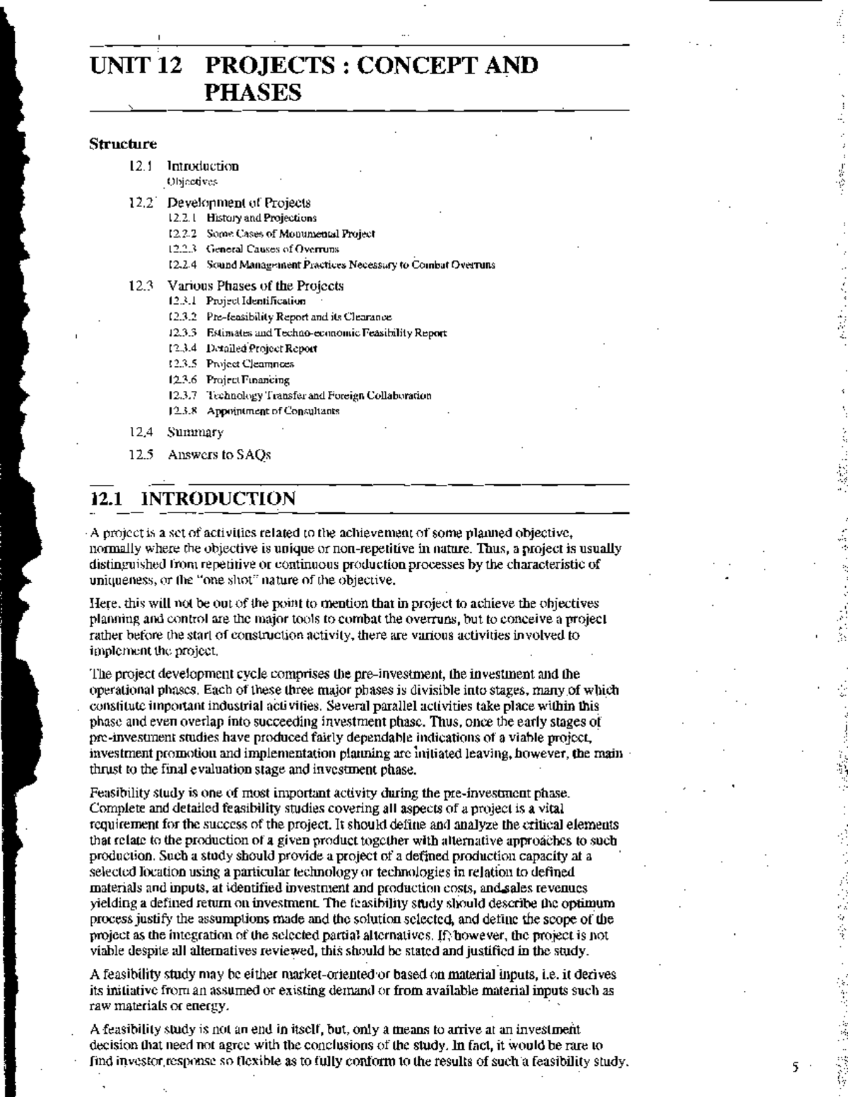 Unit-12 - UNIT 12 PROJECTS :CONCEPT AND PHASES Structure b 12 ...