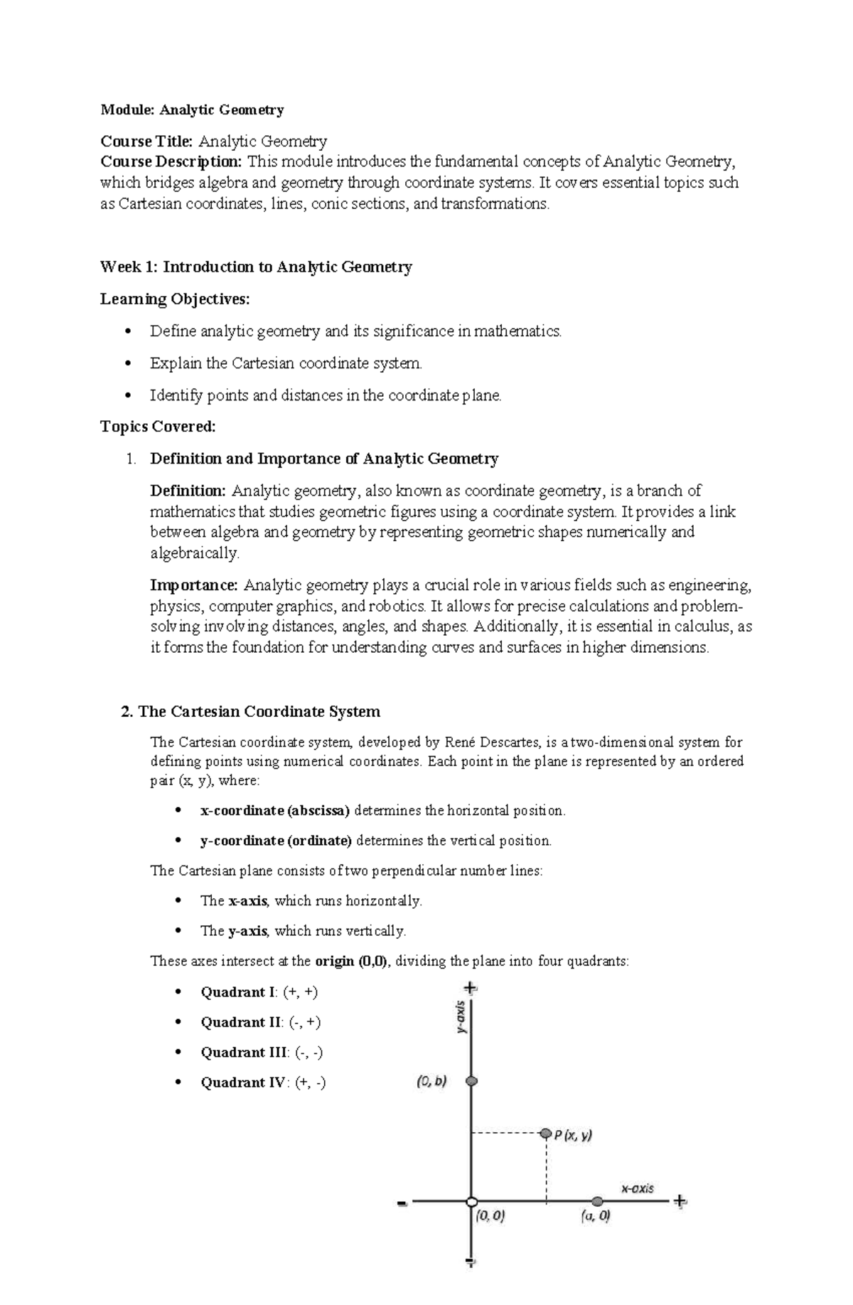 Analytic Geometry Module: Key Concepts and Formulas for Success - Studocu