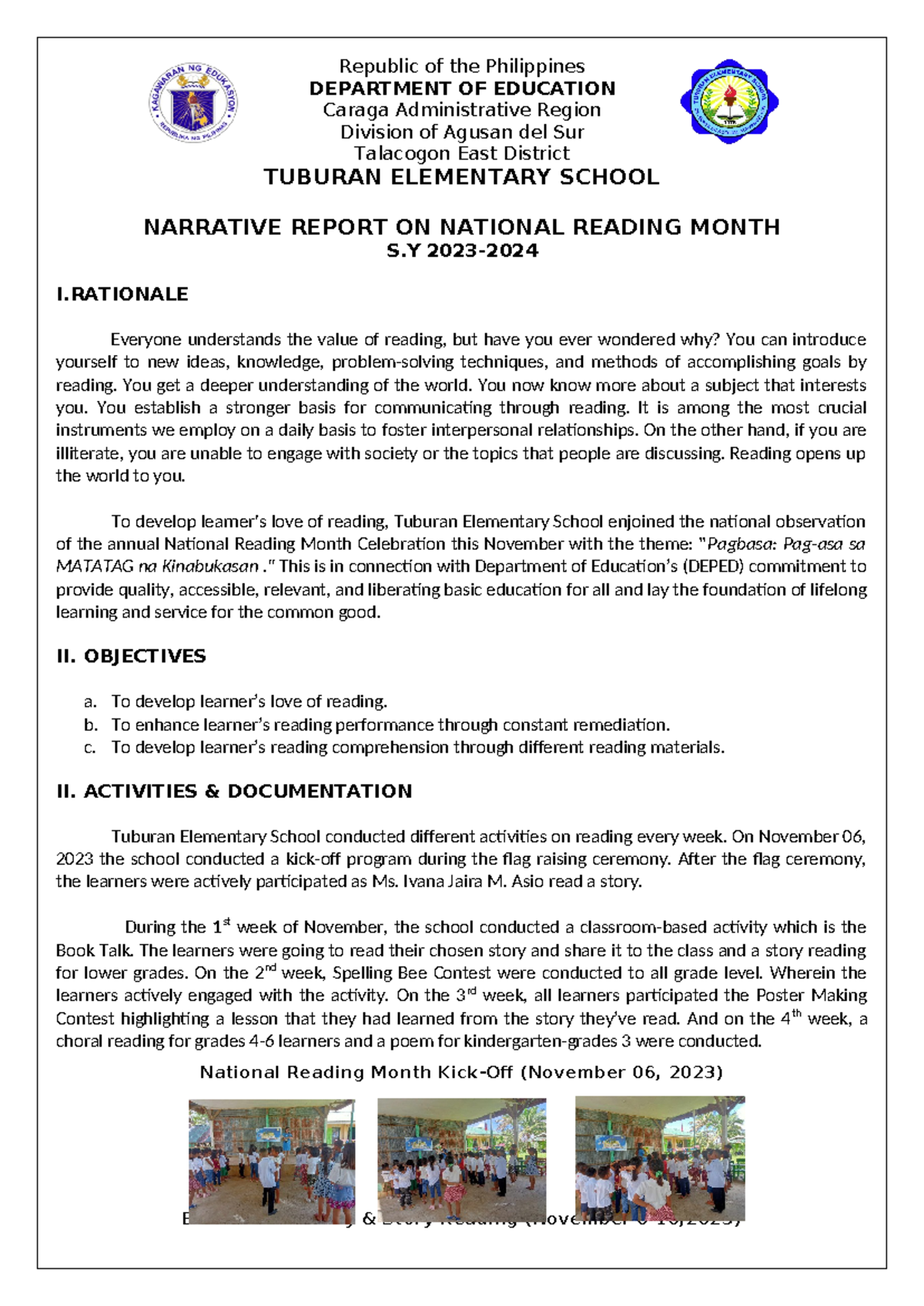Narrative national reading month 2023-2024 - Republic of the ...