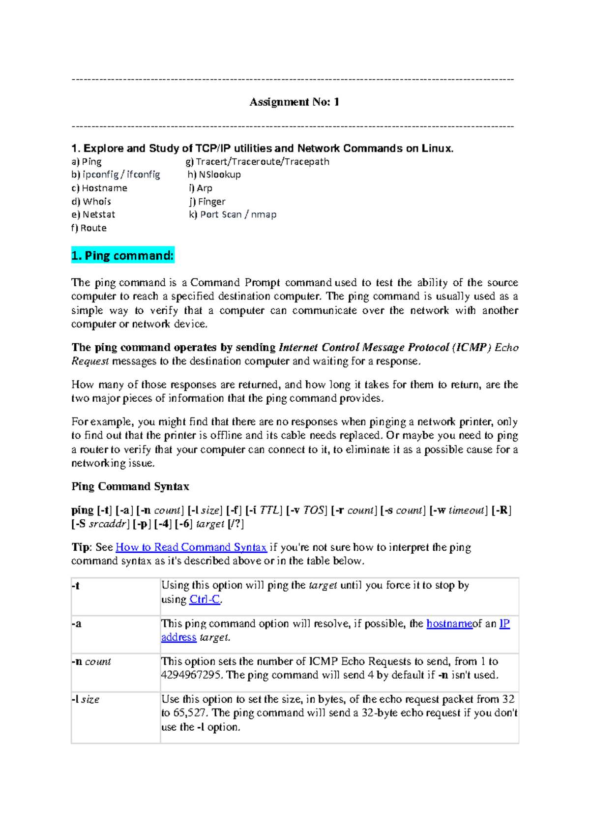 Practical Study of Linux Network Commands (Pract-1) - Studocu