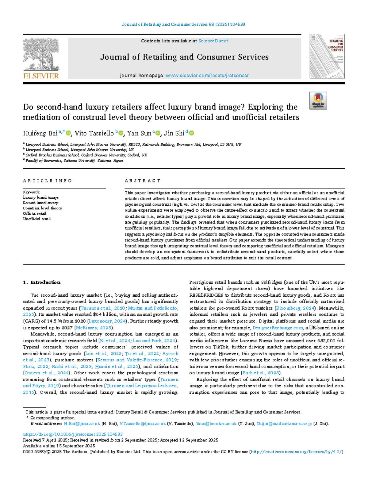 Do Second-Hand Luxury Retailers Impact Brand Image? CLT Insights - Studocu