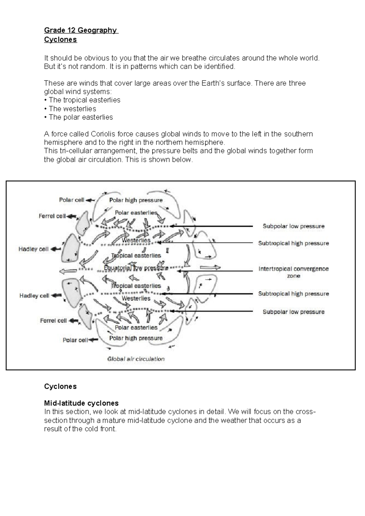 Grade 12 Geography: Understanding Mid-Latitude Cyclones - Studocu