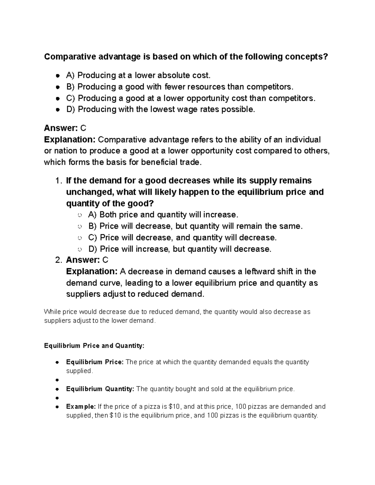 Eco 101 Midterm - MCQ Practice for Quizzes and Exams - Studocu
