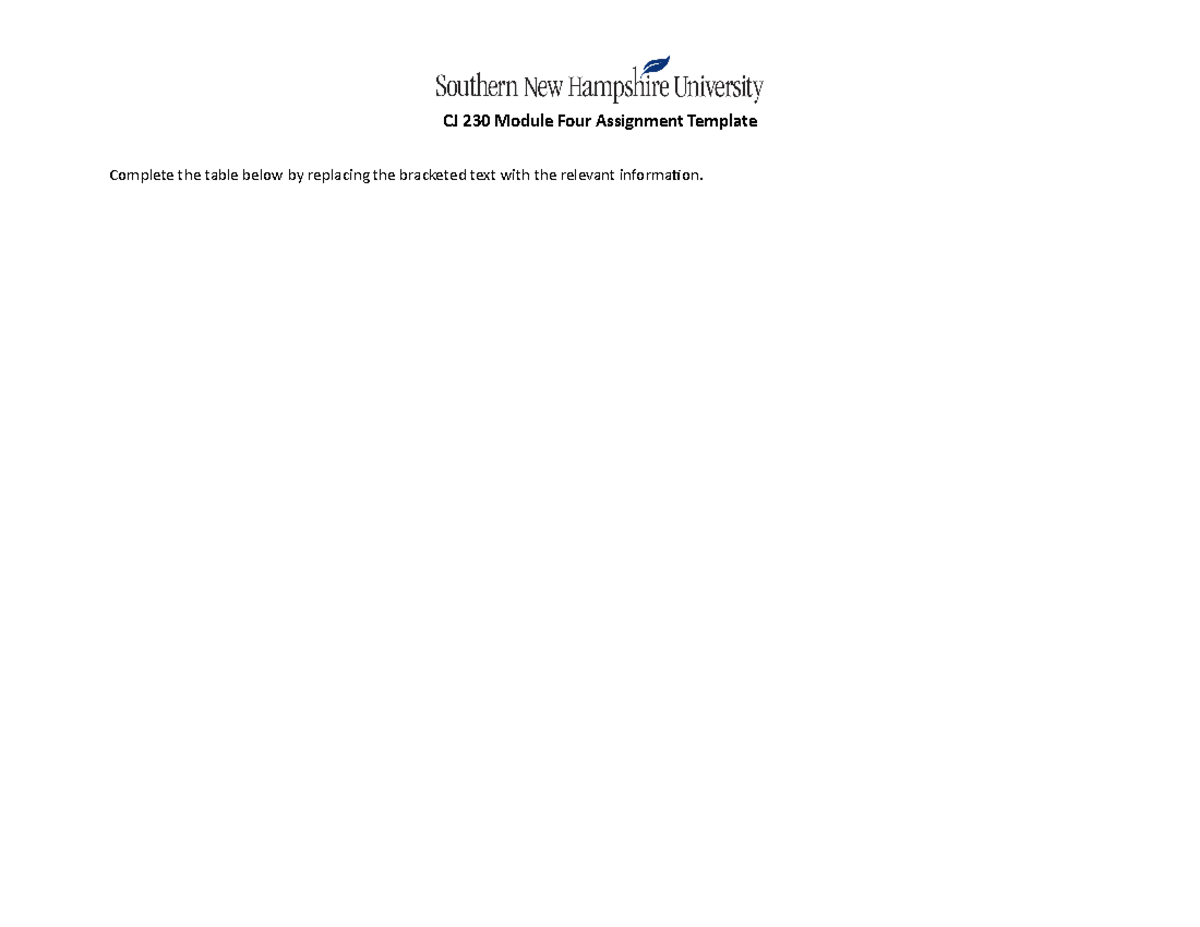 CJ 230 Module Four Assignment Template - CJ 230 Module Four Assignment ...