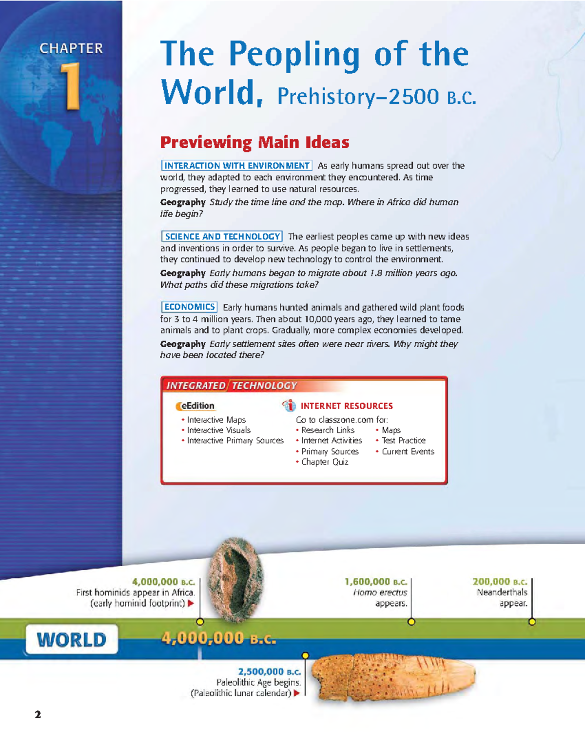 Chapter 1: The Peopling of the World, Prehistory to 2500 B.C. - Studocu
