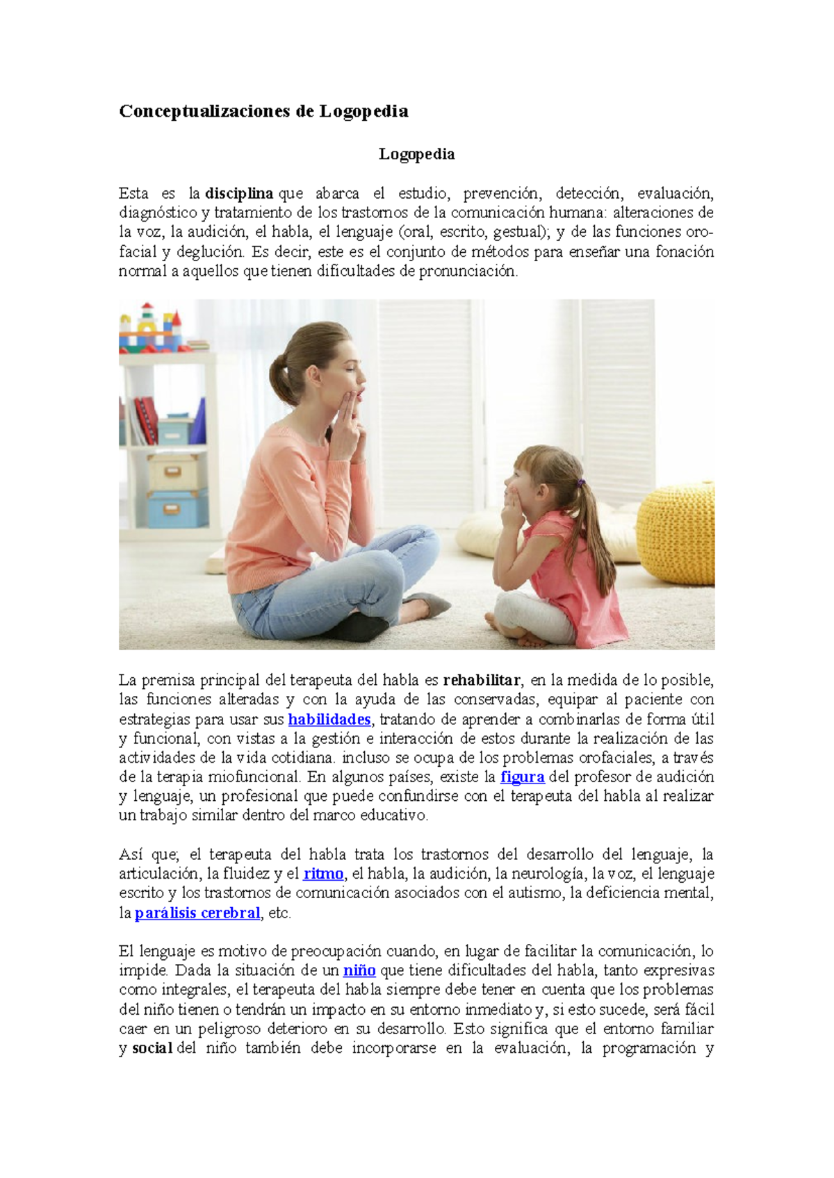 Logopedia: Conceptos Fundamentales y Alcance de Práctica - Studocu