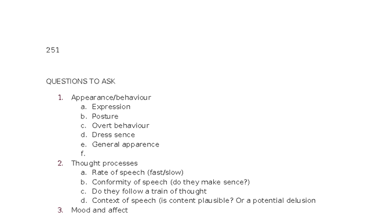 Mental Status Exam Notes for Case Study: Lucy (Depression) - Studocu