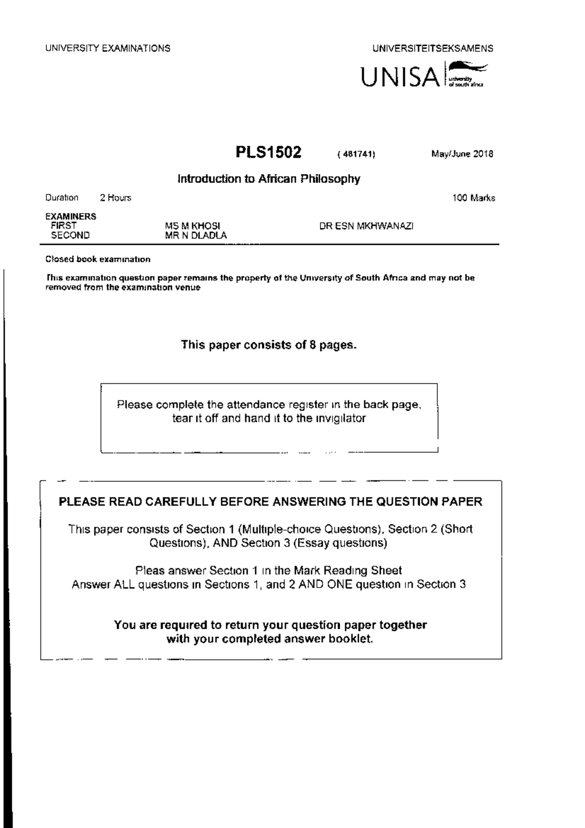 PLS1502 Study Guide: Introduction to African Philosophy Concepts - Studocu