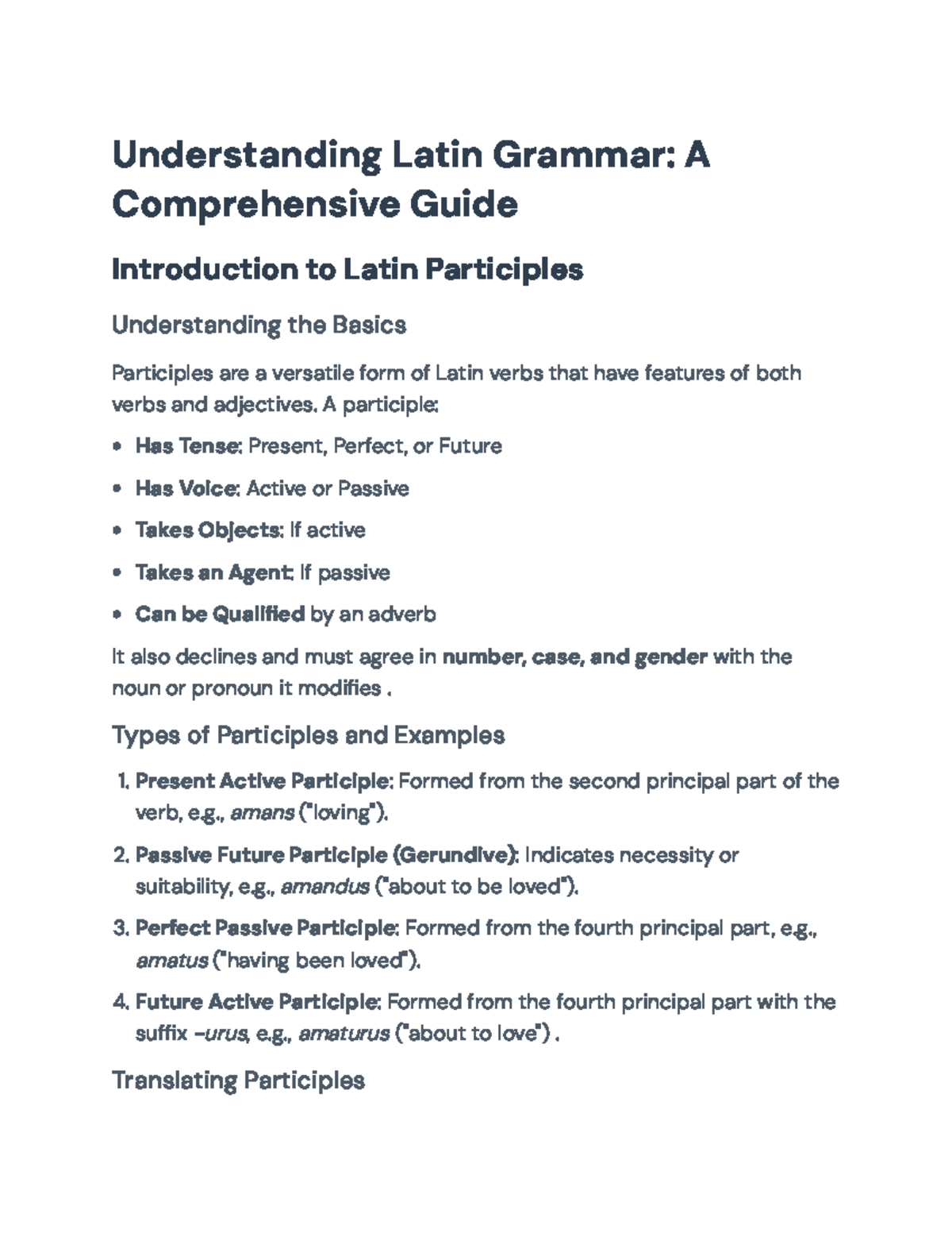 Latin Grammar Essentials: Participles, Ablative Absolute, and ...