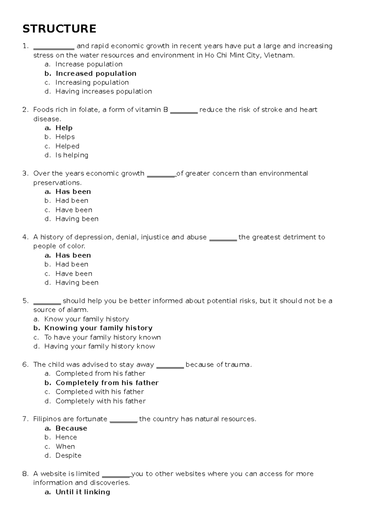 EPT1 - Reviewer in English Proficiency test - STRUCTURE ...