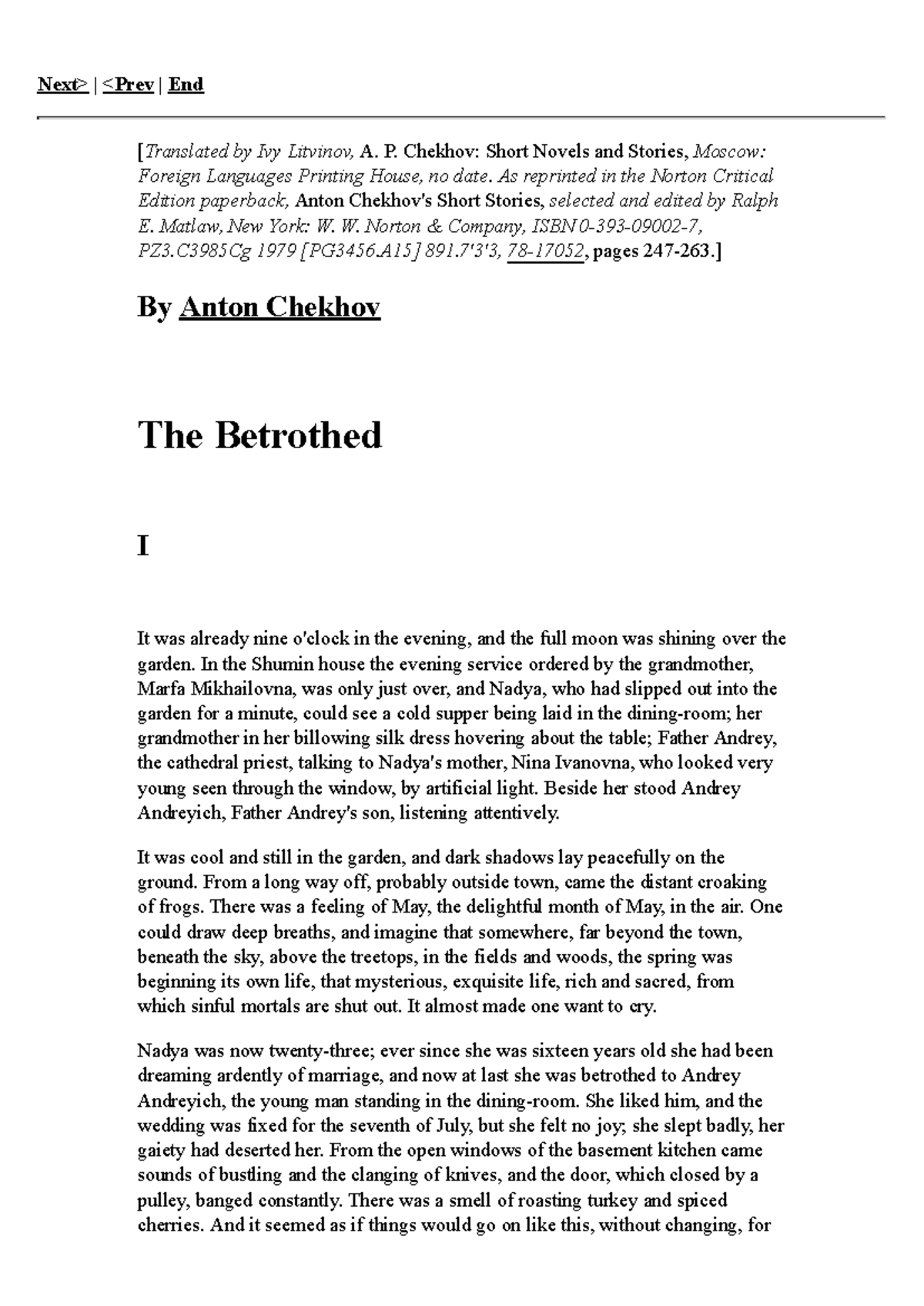 The Betrothed: A Study of Anton Chekhov's Short Novel (ENG 101) - Studocu