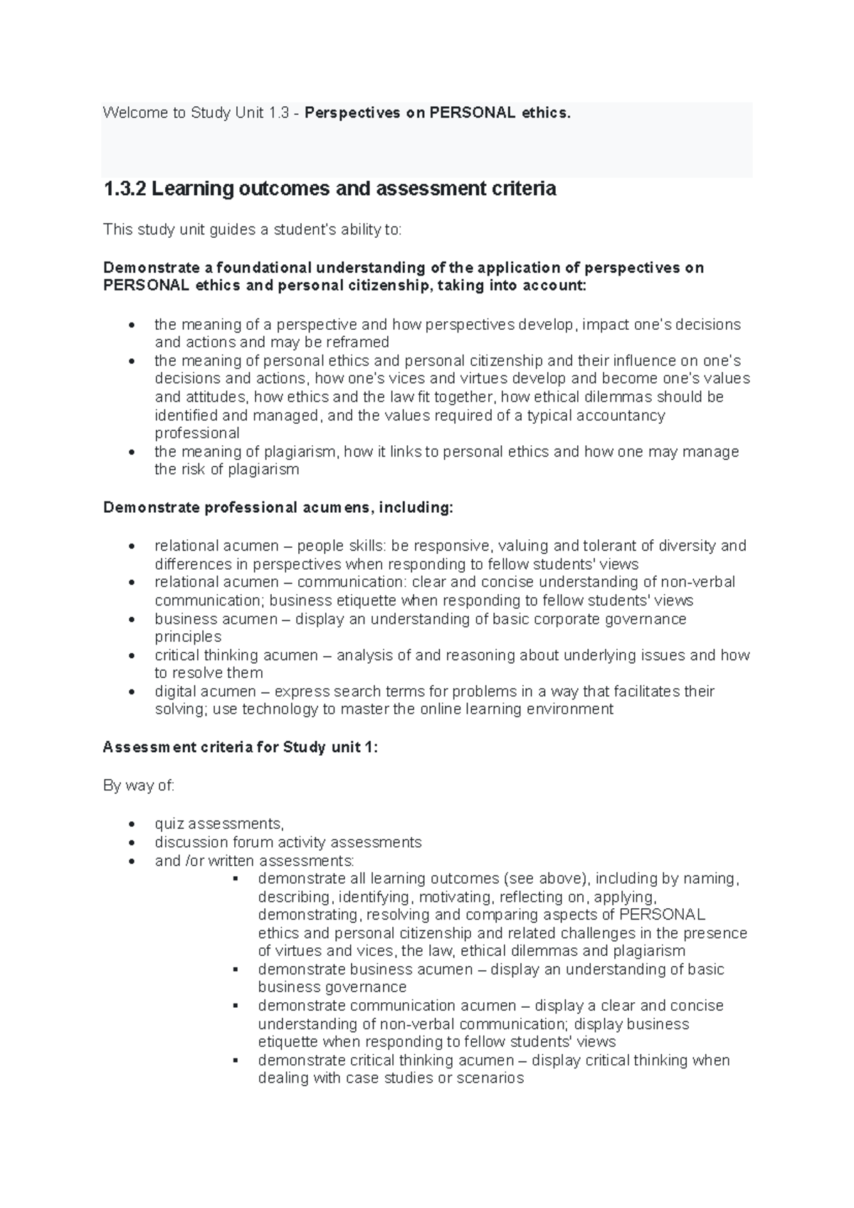 CAS1501 Study Guide: Perspectives on Personal Ethics and Citizenship ...