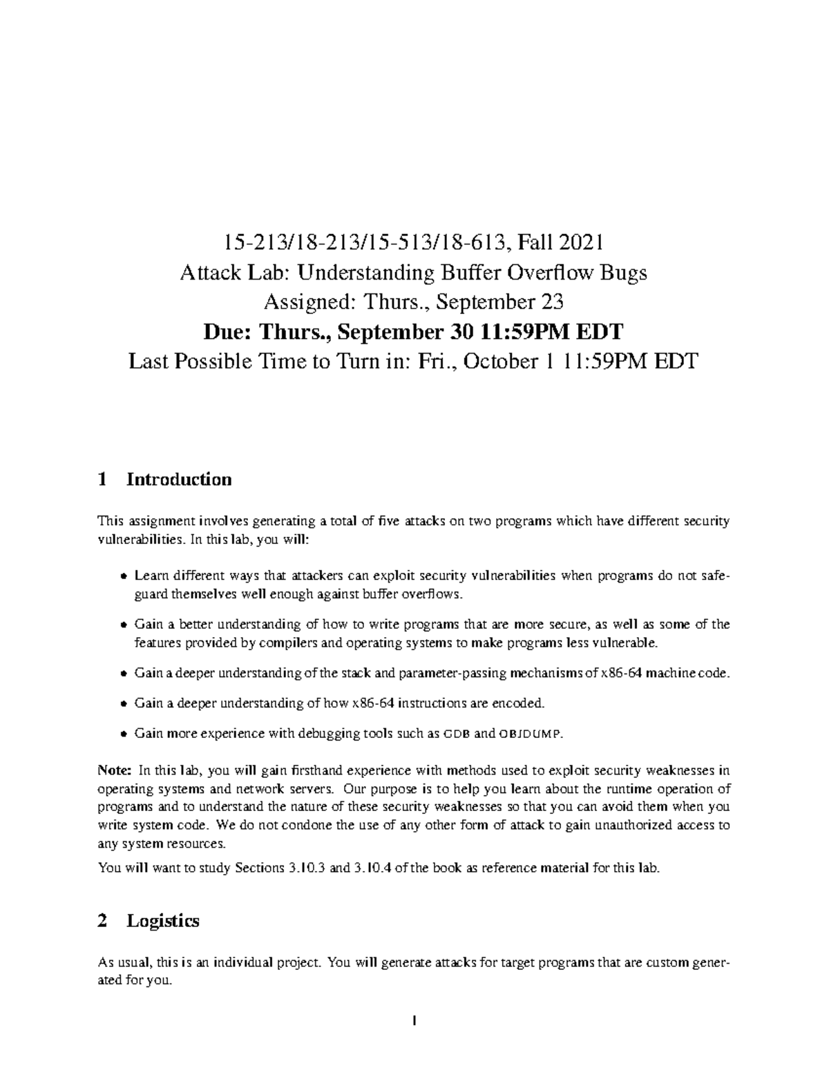 Attacklab - 15-213/18-213/15-513/18-613, Fall 2021 Attack Lab: Understanding Buffer Overflow ...