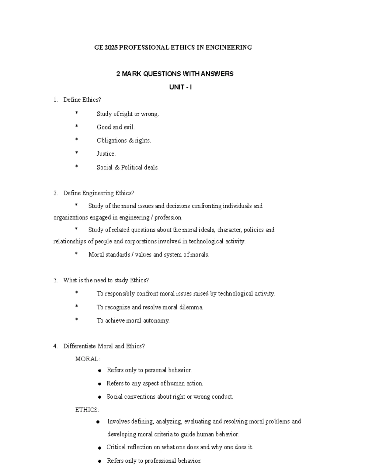 UNIT-2 - notes - Unit II: SCIENTIFIC CONDUCT (5 Hrs.) Ethics with ...
