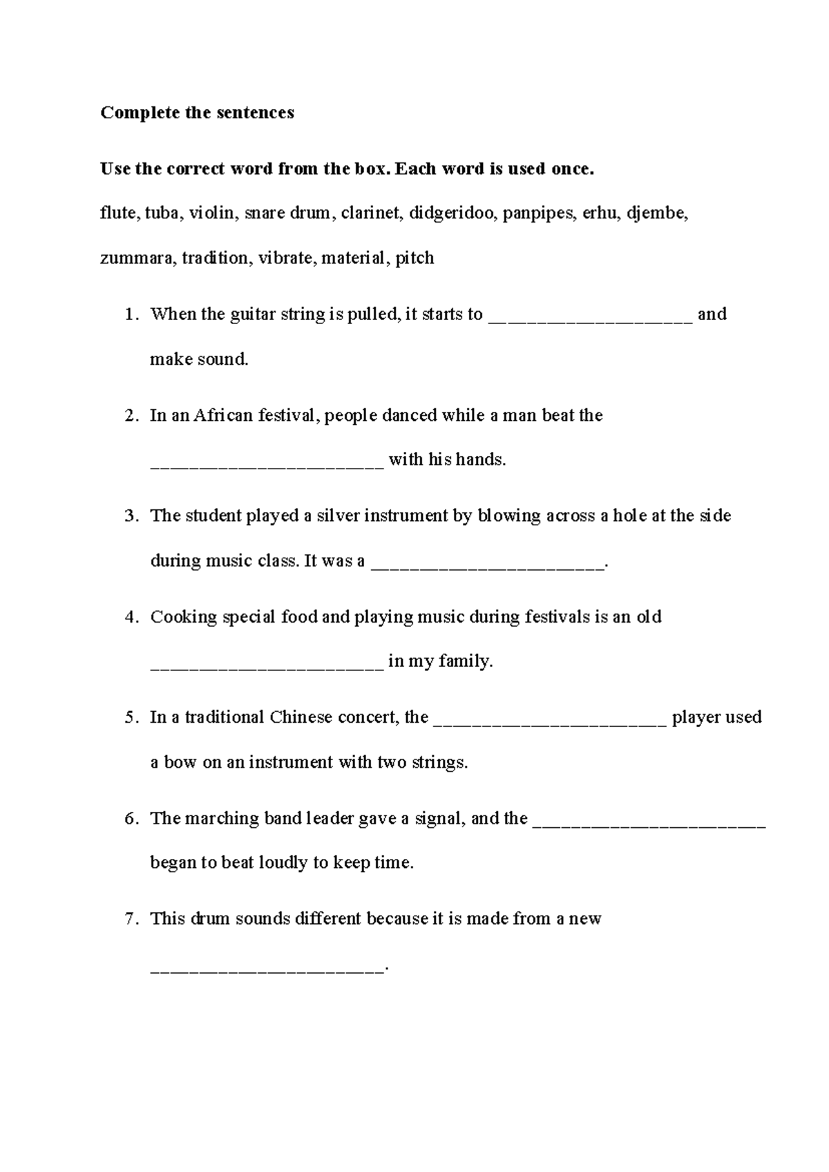 Unit 12 Vocabulary Exercise: Complete the Sentences - Studocu